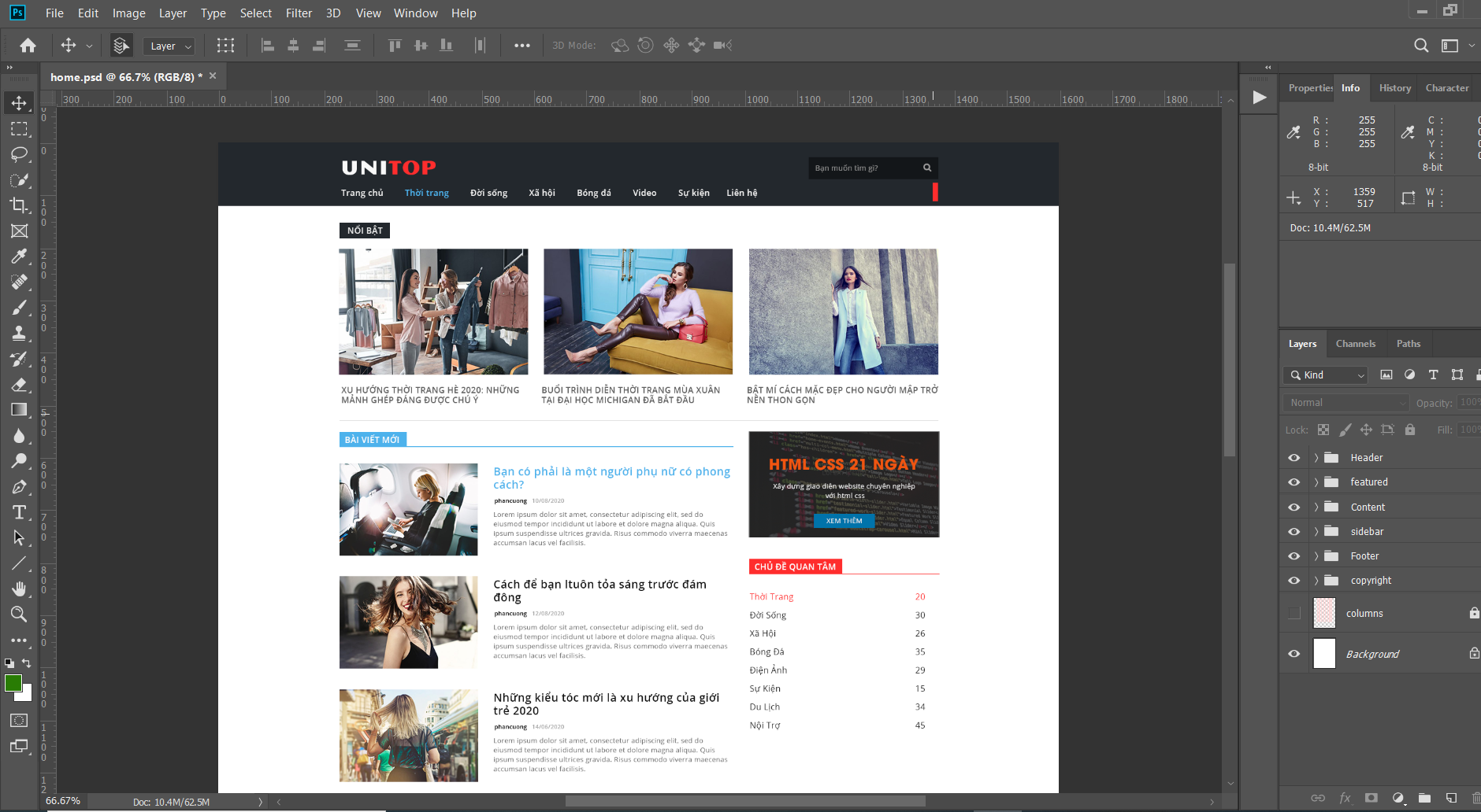 Cắt html css từ psd là gì? Cần chú ý những gì? - Unitop.com.vn